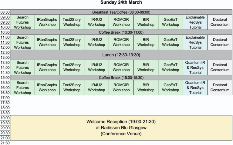 Schedule Overview – ECIR 2024